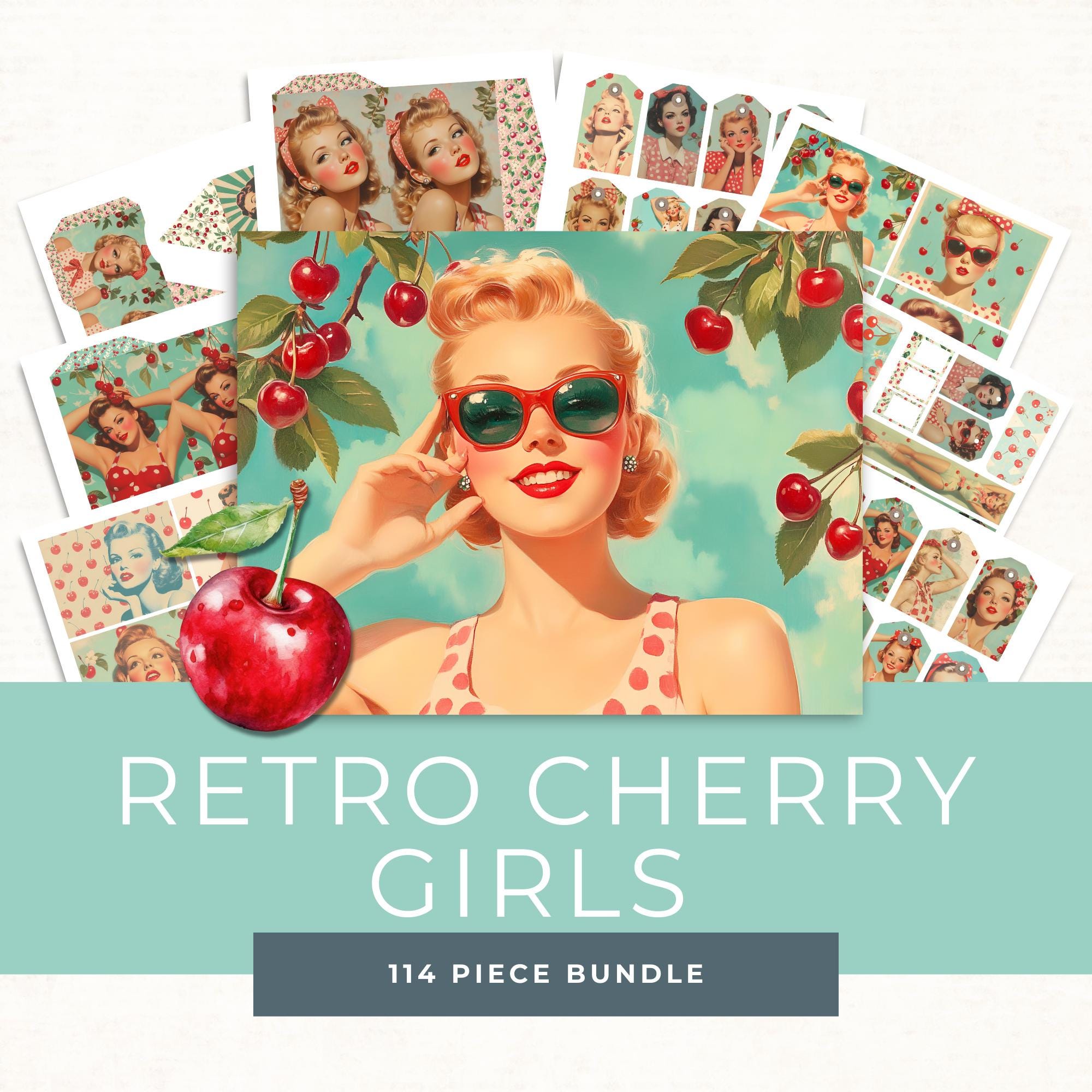 Retro Cherry Junk Journal Kit – 1950s Pin-Up Ephemera – Whimsy + Wonder ...